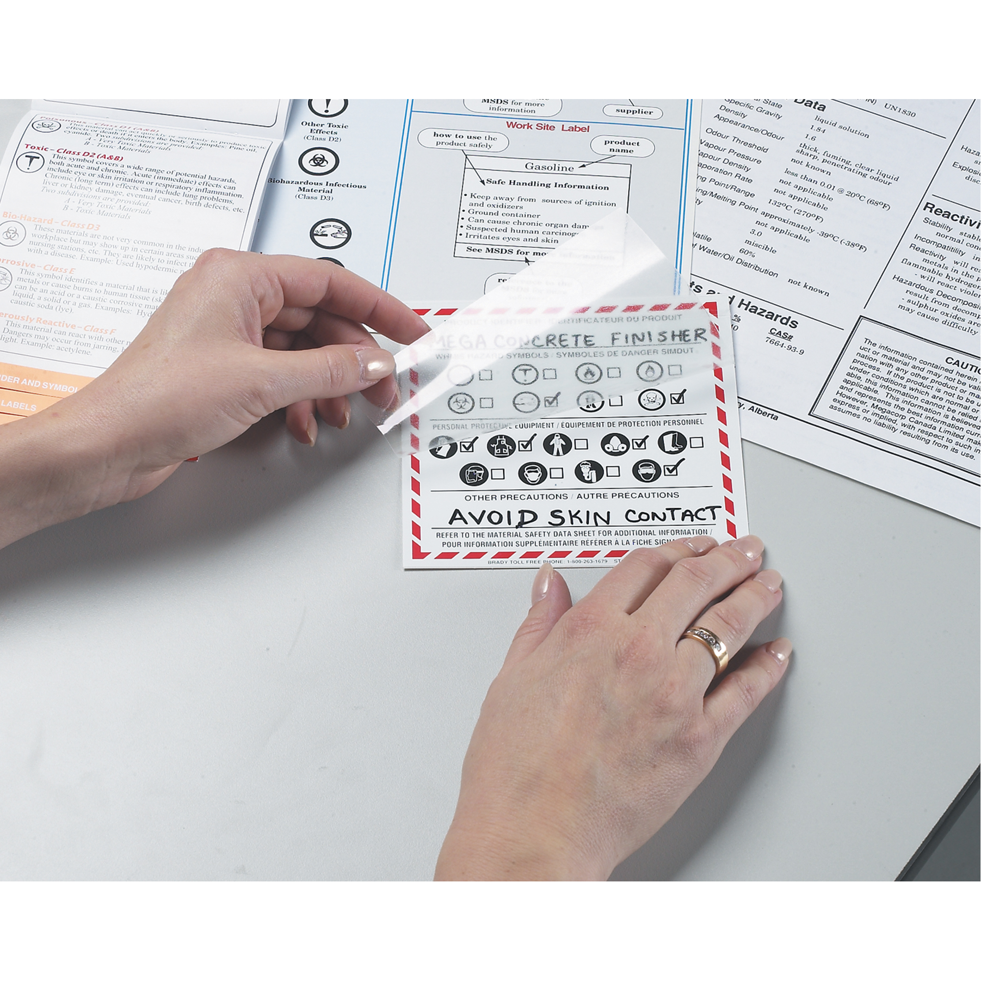 Brady étiquettes SIMDUT fabriquées sur place, Vinyle, Feuille, 4" lo x ...