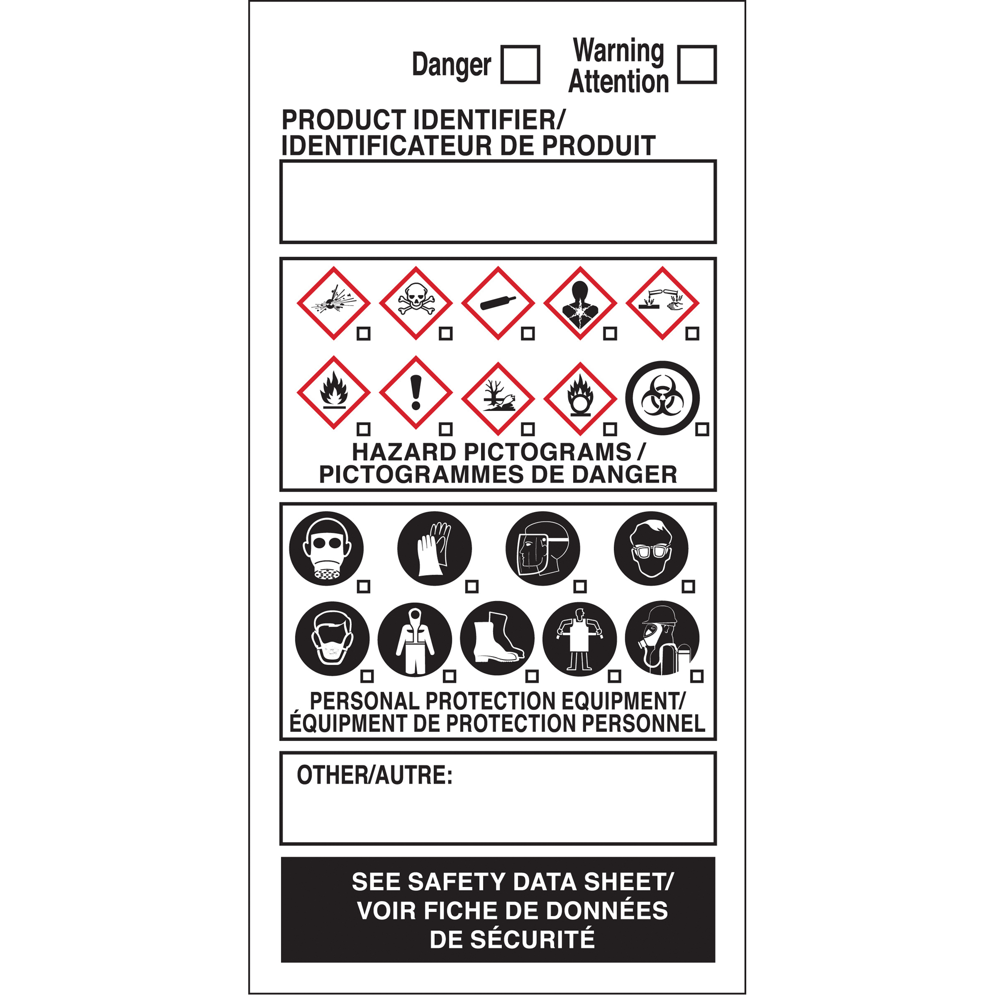 Brady étiquettes SIMDUT fabriquées sur place, Vinyle, Feuille, 4" lo x ...